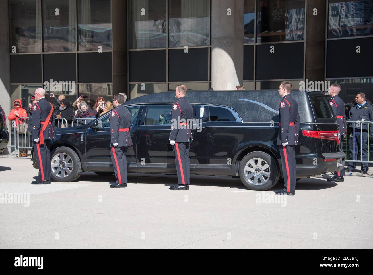 Funeral car outside City Hall during Rob Ford's funeral, Toronto ...