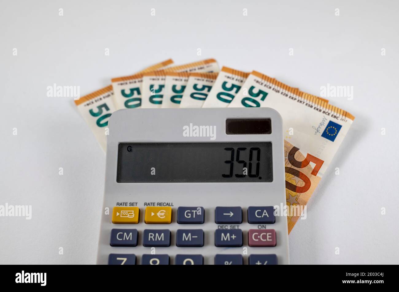 50 euro banknotes calculator coins hi-res stock photography and images ...