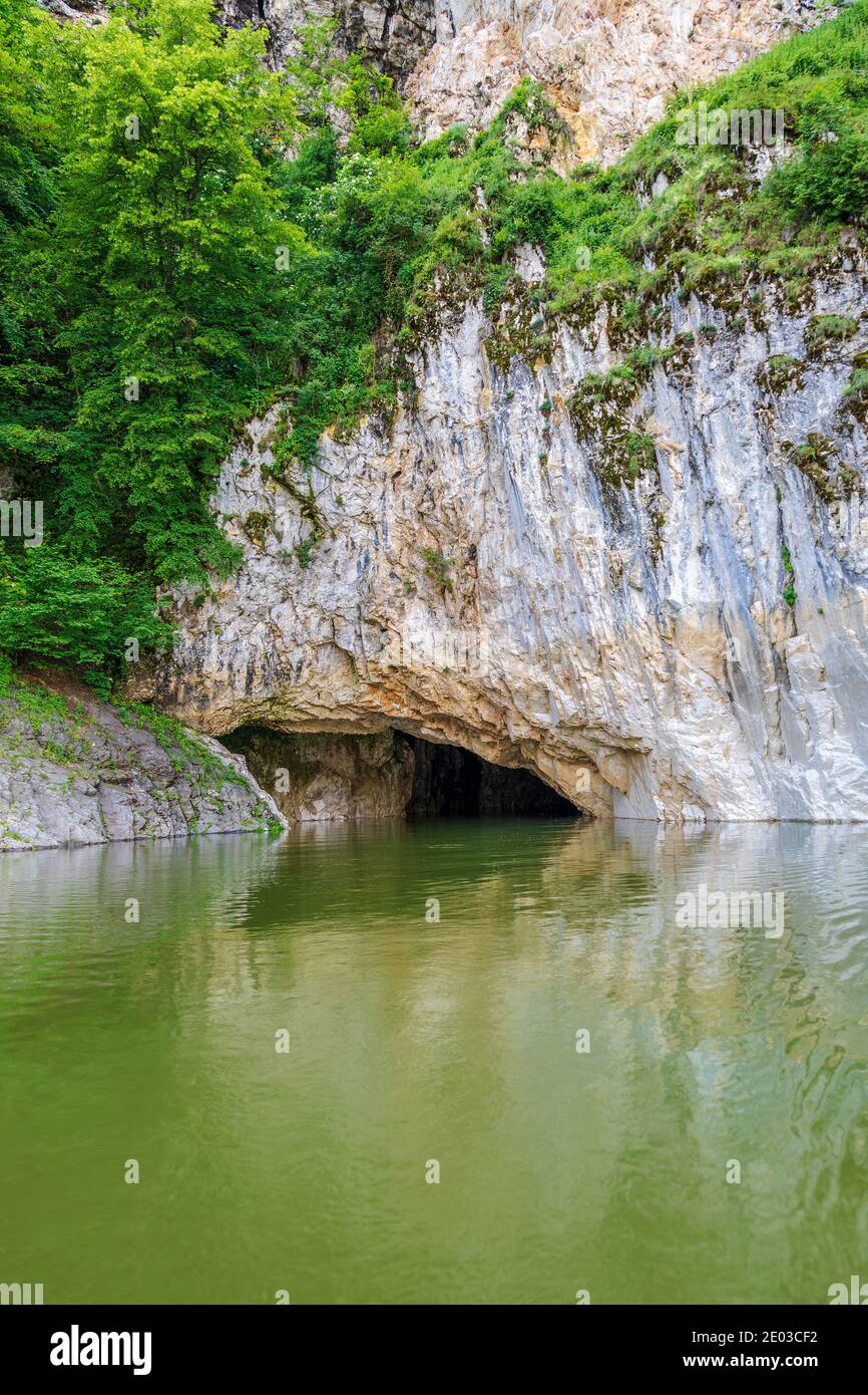 The entrance to the Ledna cave, cave Usac, Special Nature Reserve Uvac ...