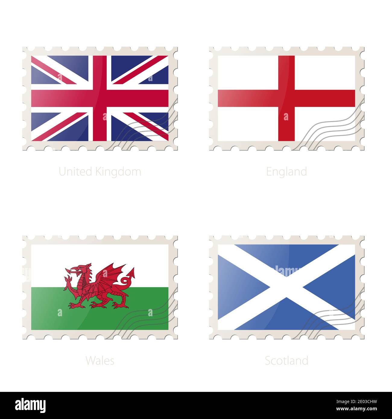 Postage stamp with the image of United Kingdom, England, Wales ...