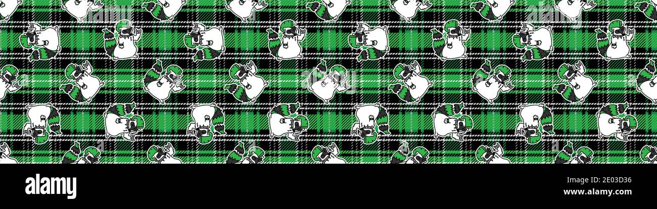 Punk rock raccoon vector seamless border. Simple alternative banner ...