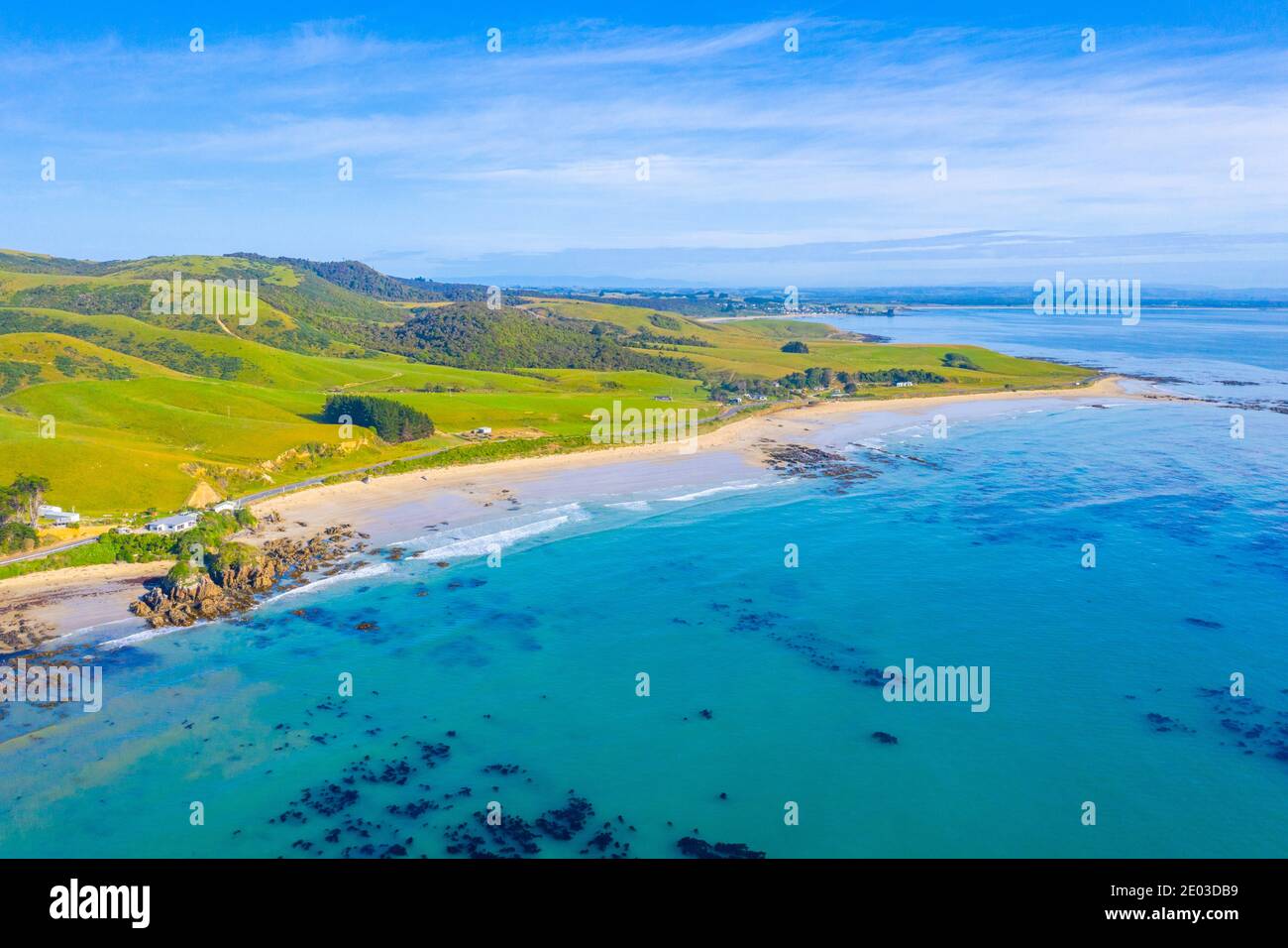 Aerial view of a Beach at Kaka point in New zealand Stock Photo - Alamy