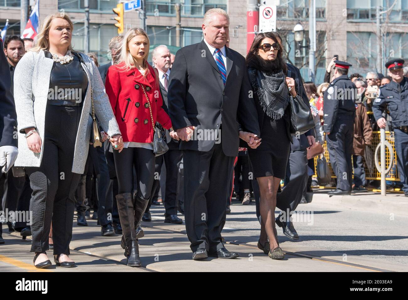 Doug Ford and family during the Rob Ford's Funeral in Toronto, Canada ...