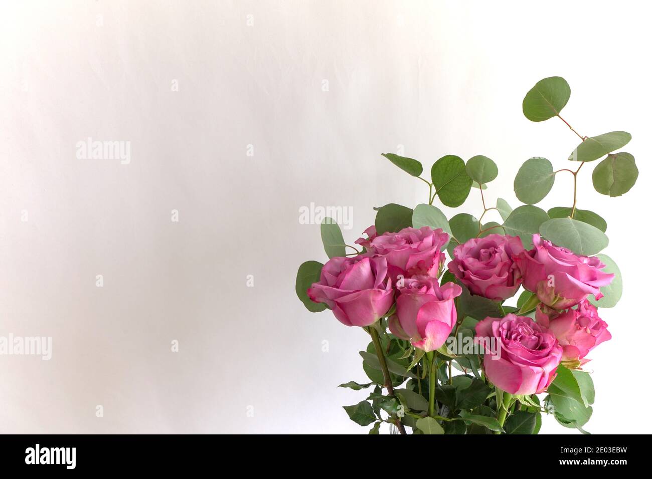 Fresh rose flowers bouquet on a neutral background. Copy space Stock ...