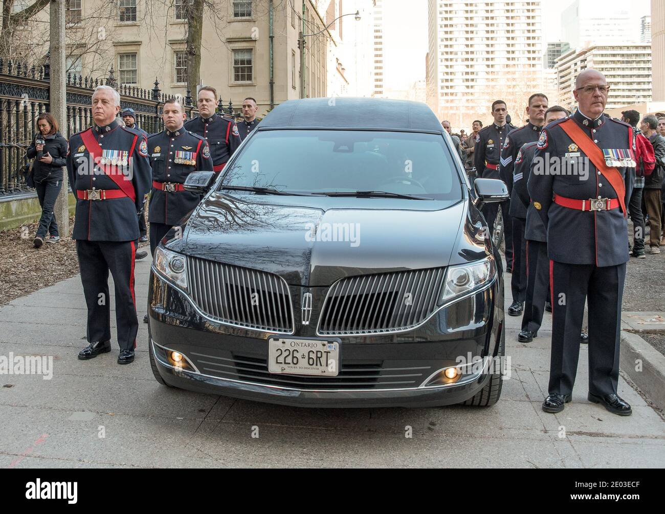 Funeral car leaving City Hall. Rob Ford funeral, Toronto, Canada-March ...