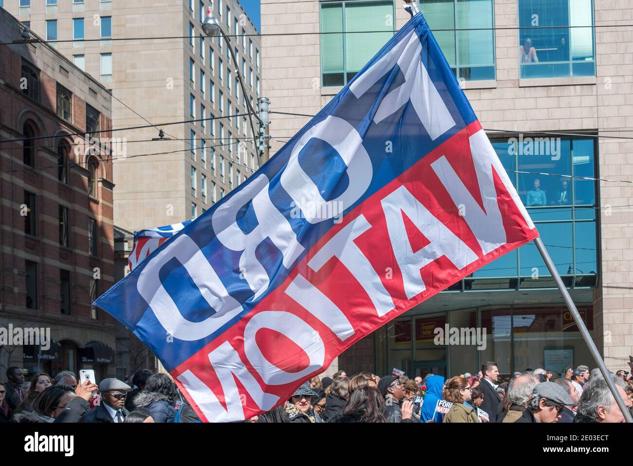Ford Nation flag during Rob Ford funeral march, Toronto, Canada-March ...