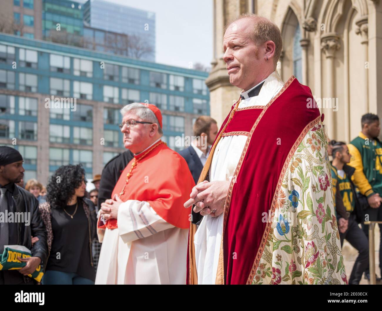 Andrew Asbil (right) and Bishop Noonan (left) during Rob Ford funeral ...