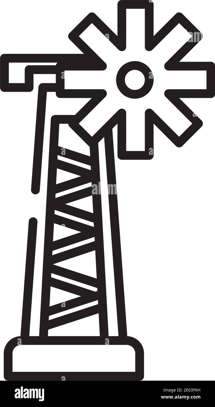 farm windmill icon over white background, half line style, vector ...