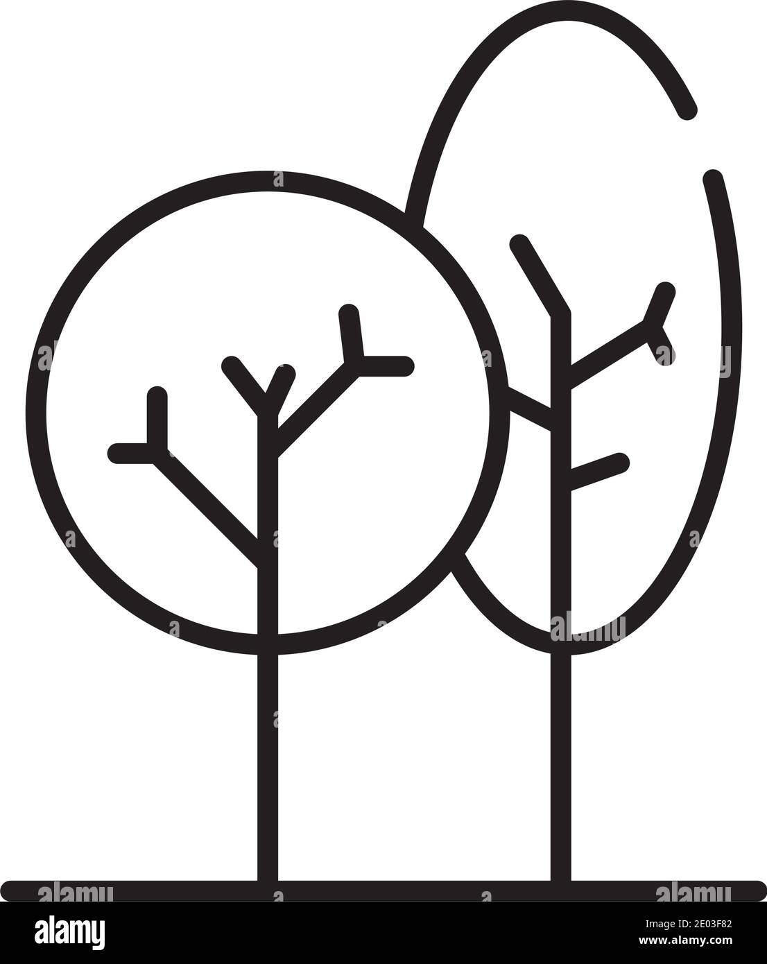 round trees icon over white background, half line style, vector ...