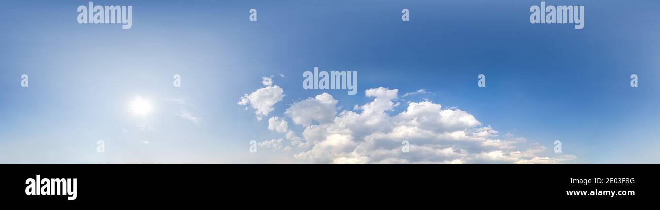 Blue sky with light clouds Seamless panorama in spherical ...