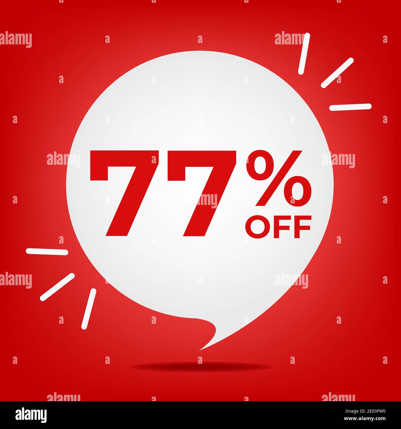77 percent off. Banner with seventy-seven percent discount. White ...