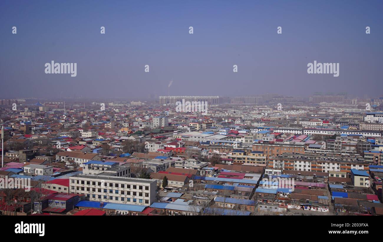 Urban residential area, aerial view of crowded house buildings, North ...