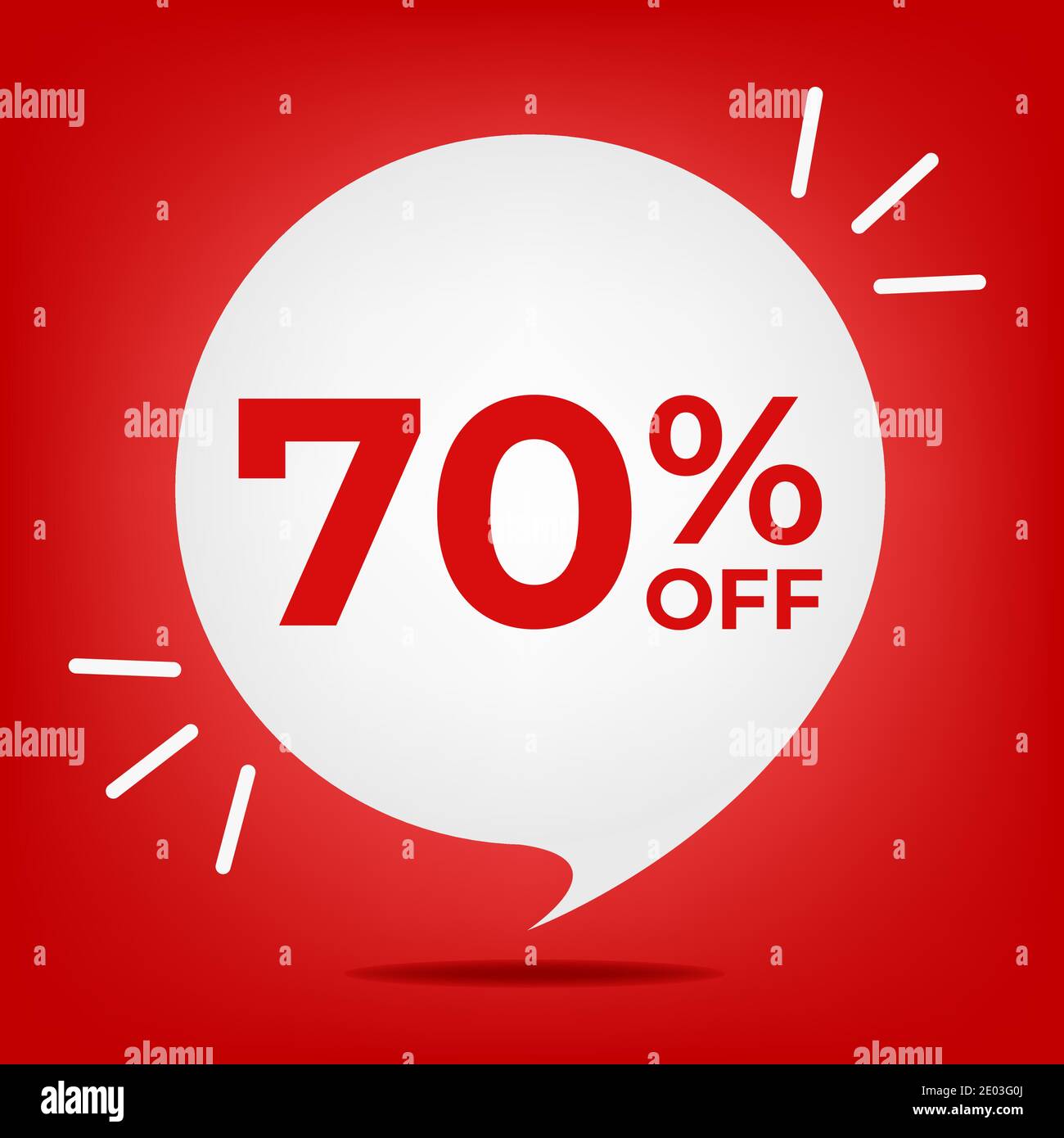70 percent off. Banner with seventy percent discount. White bubble on a ...