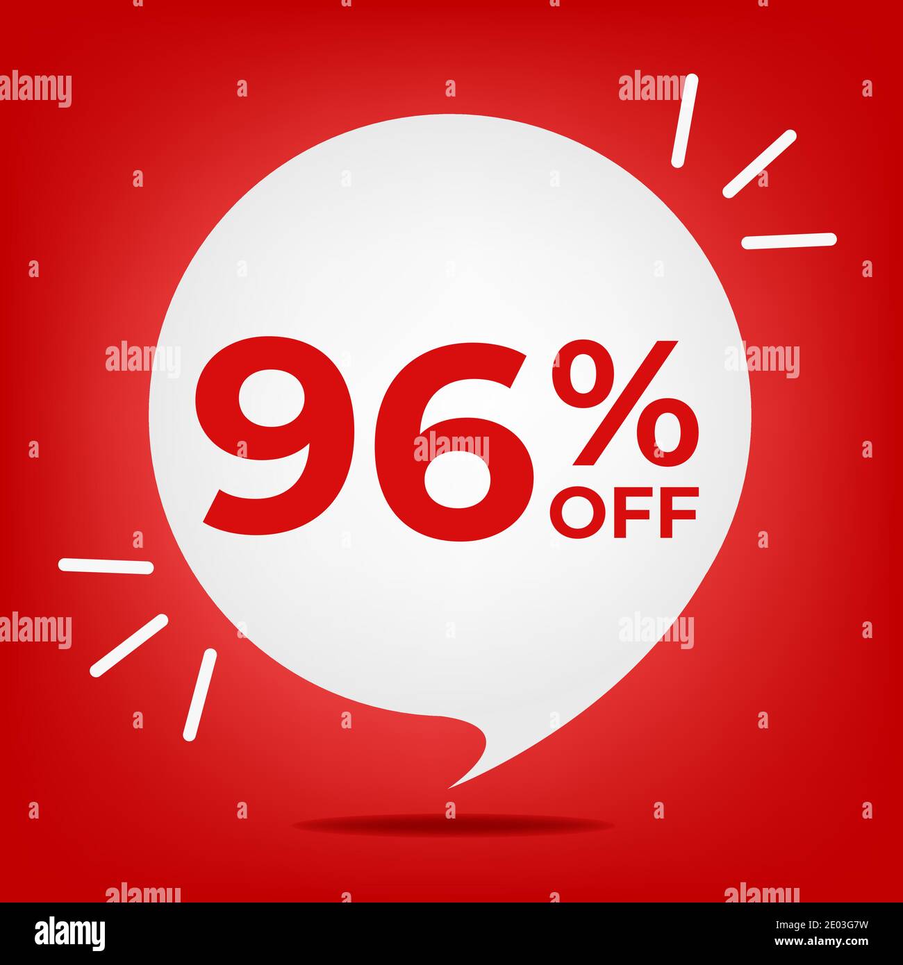 96 percent off. Banner with ninety-six percent discount. White bubble ...
