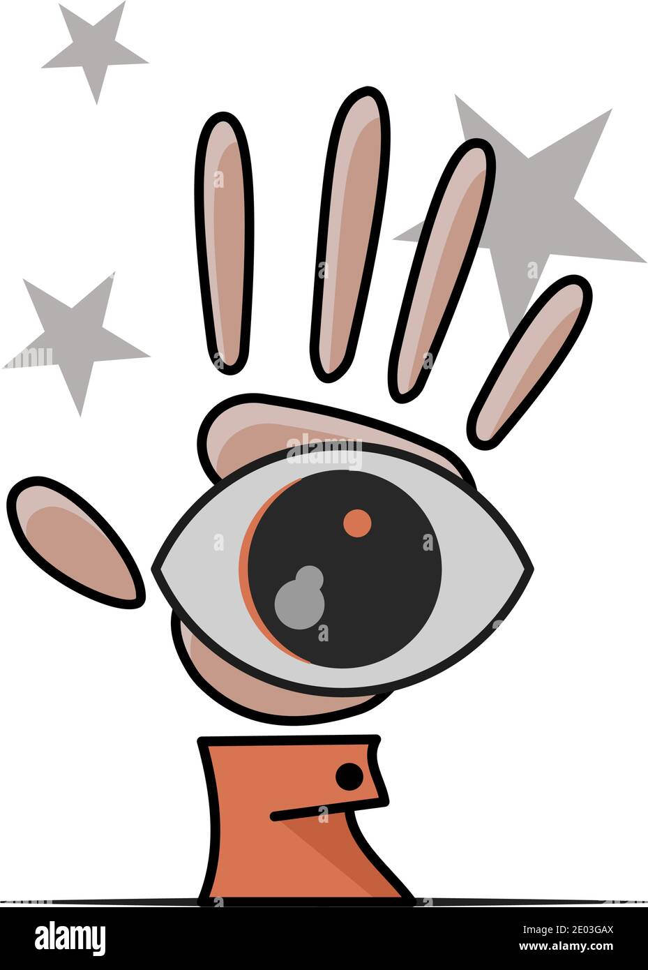 Hand with eye. Flat style illustration. Isolated on white background ...