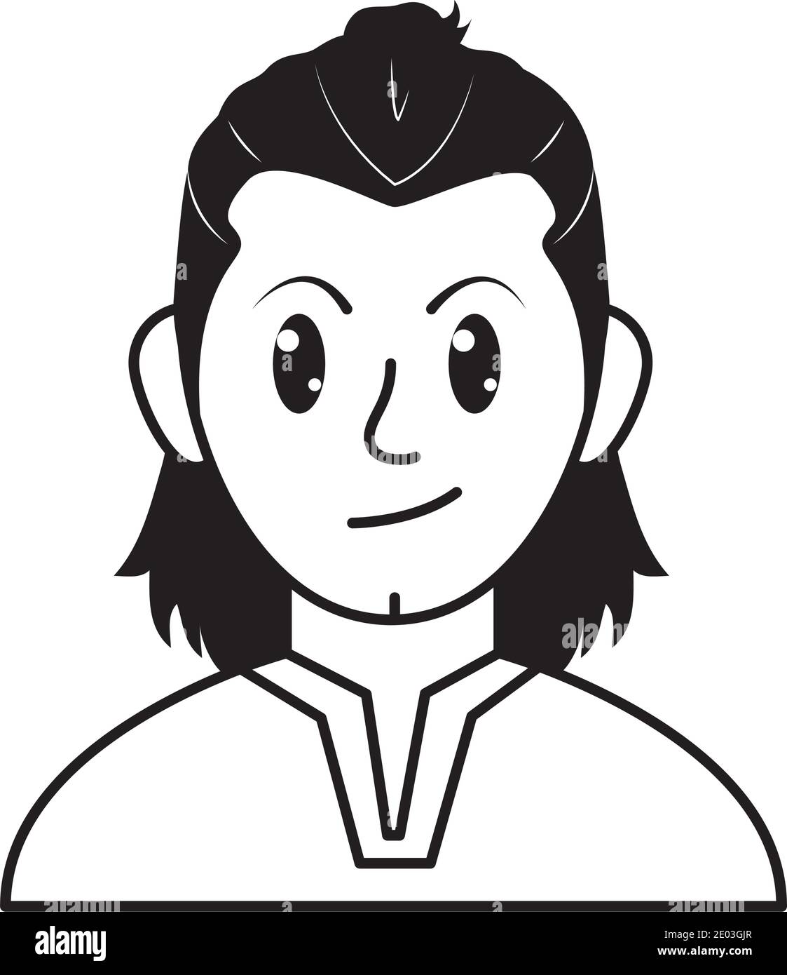 cartoon man with long hair over white background, line style, vector ...