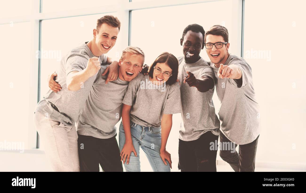 group of happy ground people standing together Stock Photo - Alamy