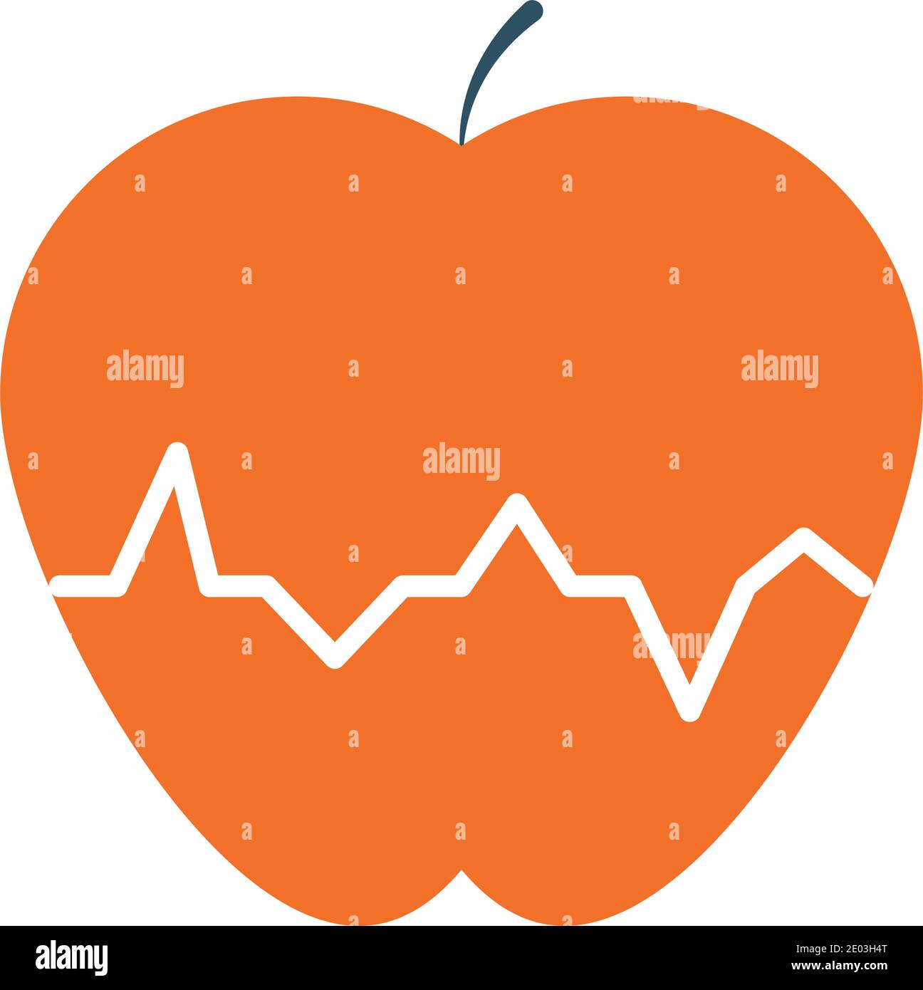 apple with cardio pulse icon over white background, line style, vector ...