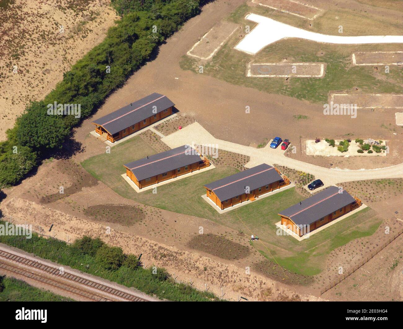 aerial view of Little Eden Country Park with lodges, holiday homes ...