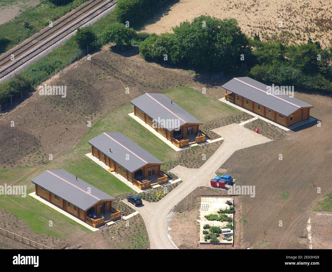 aerial view of Little Eden Country Park with lodges, holiday homes ...