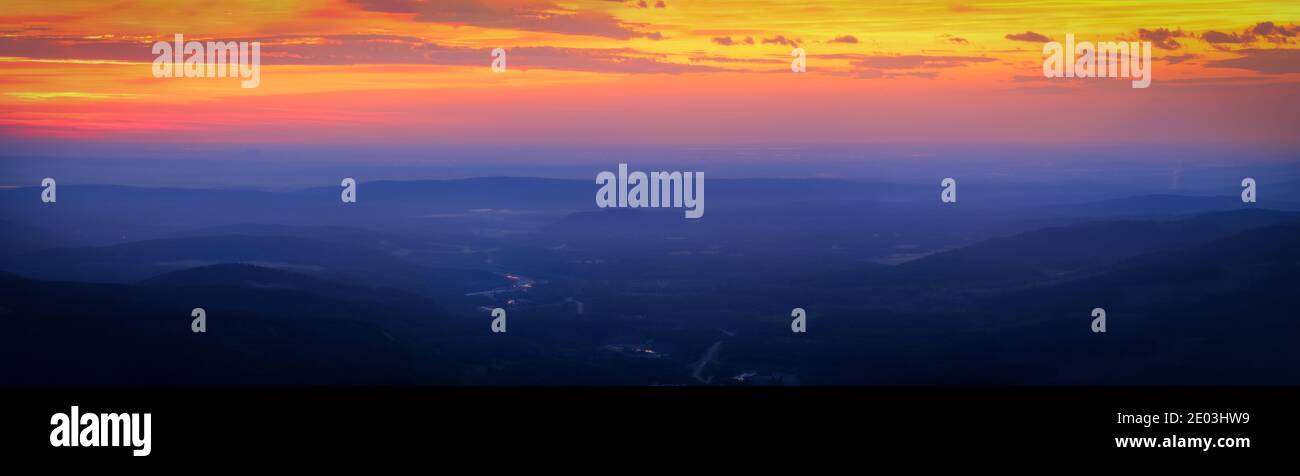 View of the Canadian Prairie during sunrise from Prairie Mountain ...