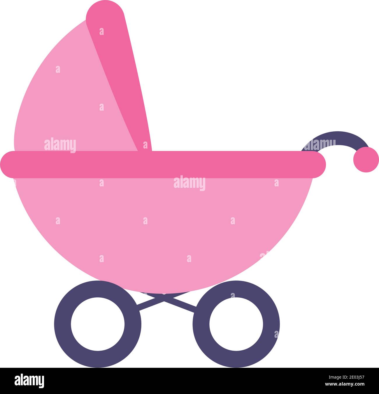 baby trolley icon over white background, flat style, vector ...