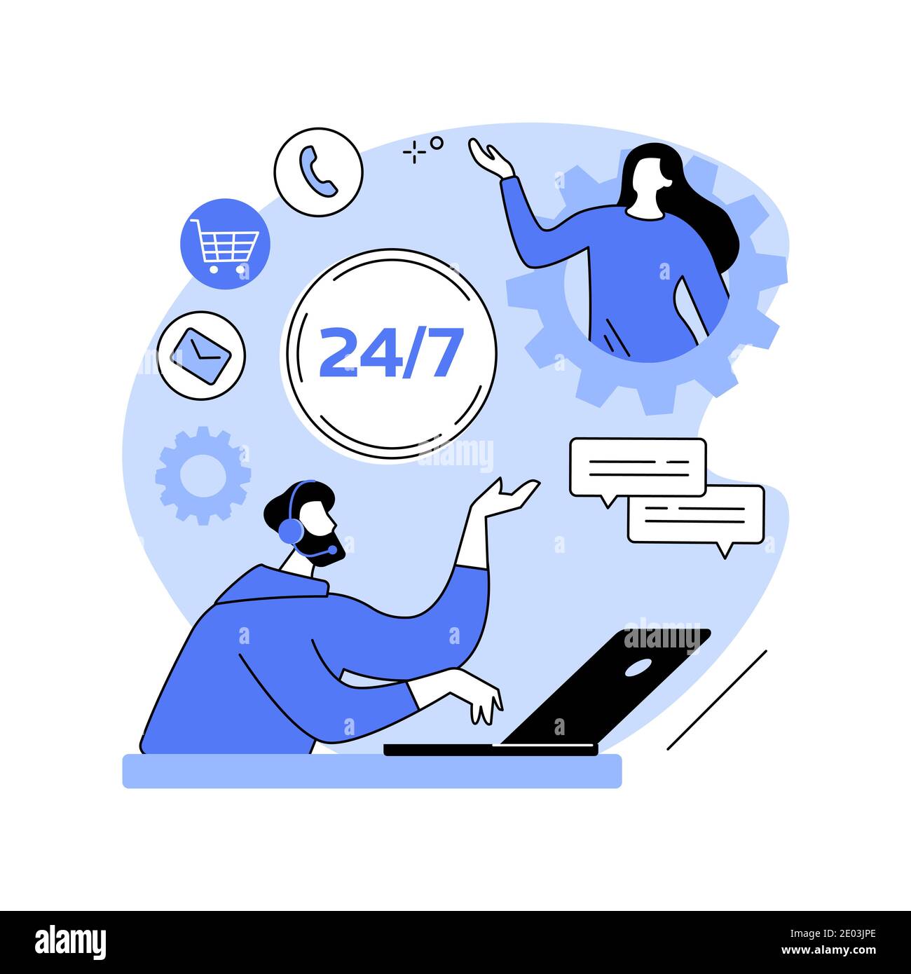 24-7 service abstract concept vector illustration Stock Vector Image ...