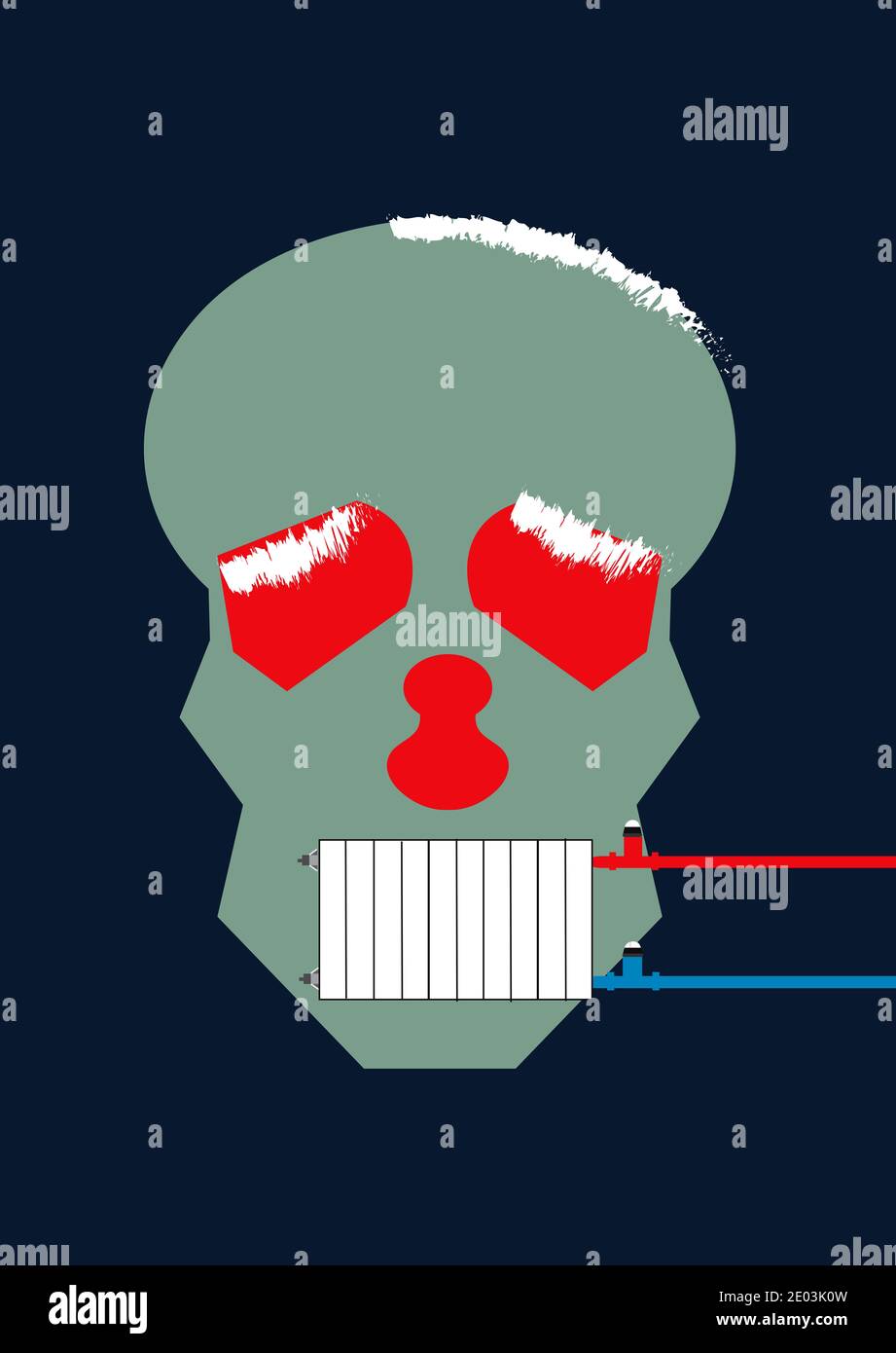 illustration of a skull being cold and its teeth being heated with hot ...