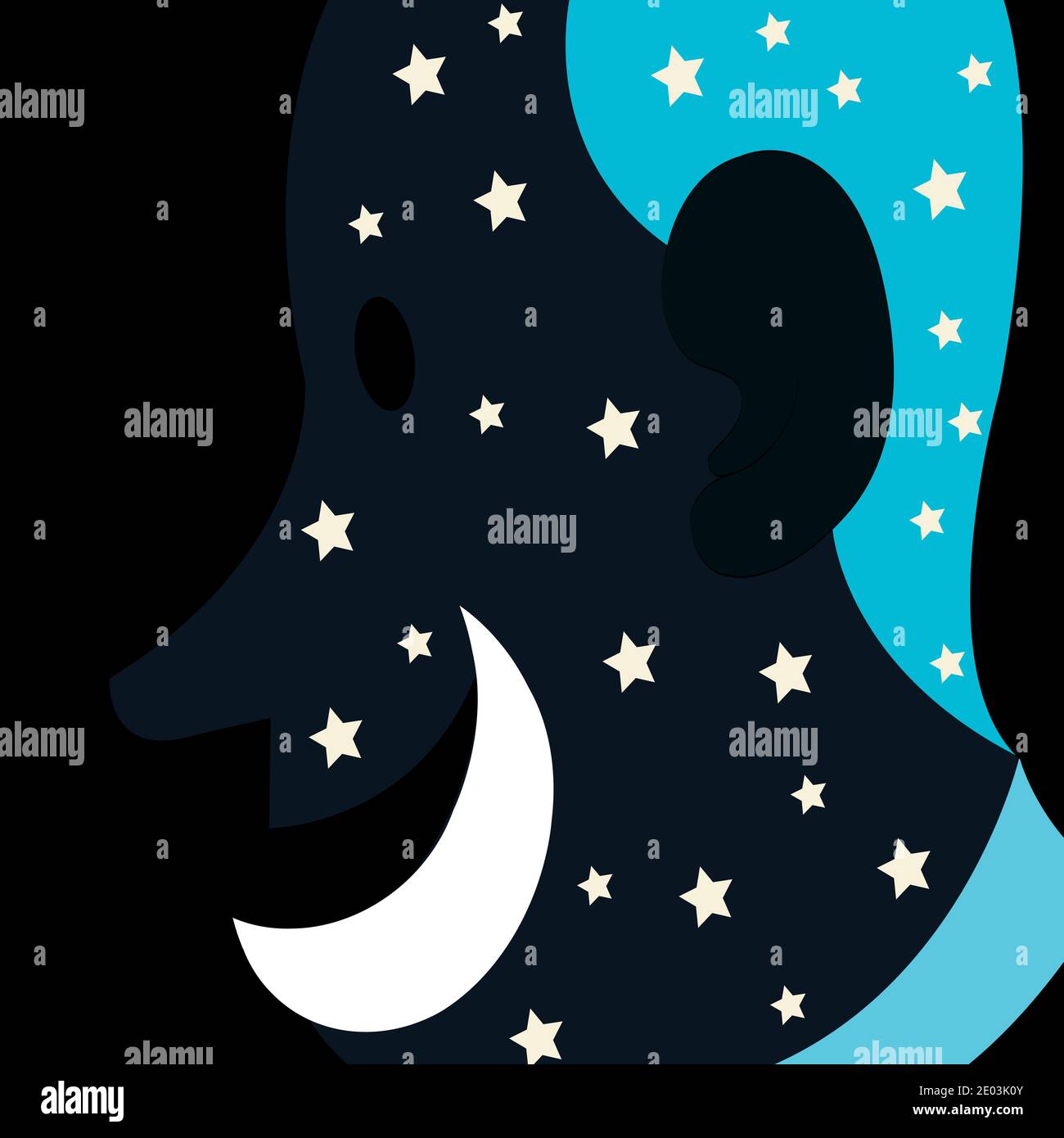 illustration of a man laughing with his mouth in the shape of a moon on ...