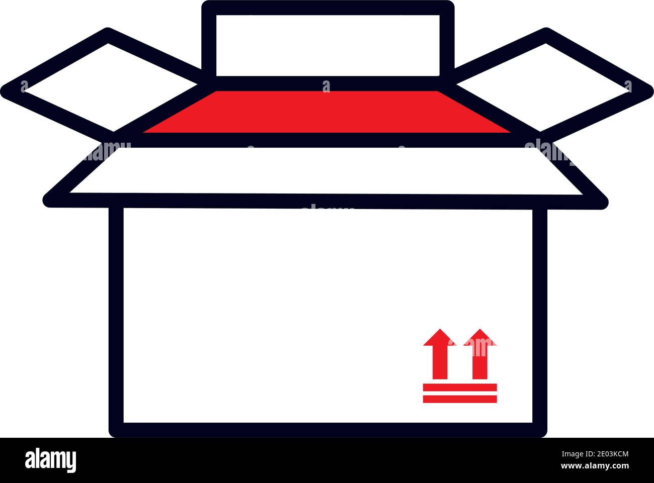 open package box icon over white background, half line half color style ...