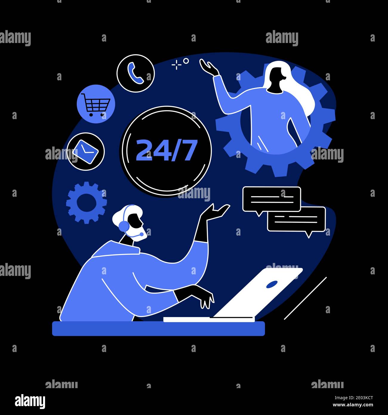 24-7 service abstract concept vector illustration Stock Vector Image ...