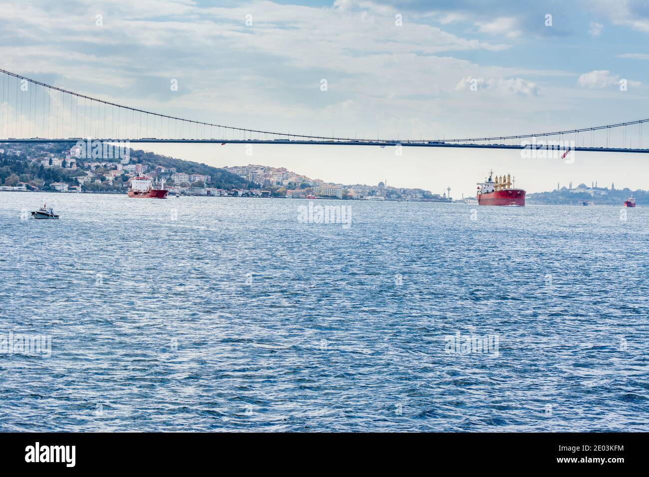 The Bosphorus Bridge, or 15 July Martyrs Bridge, one of the three ...