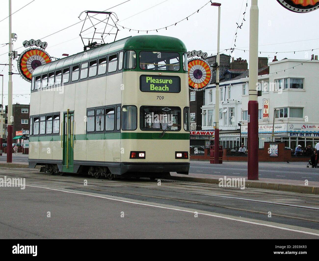 tram on seafront at Blackpool British holiday resort Stock Photo - Alamy