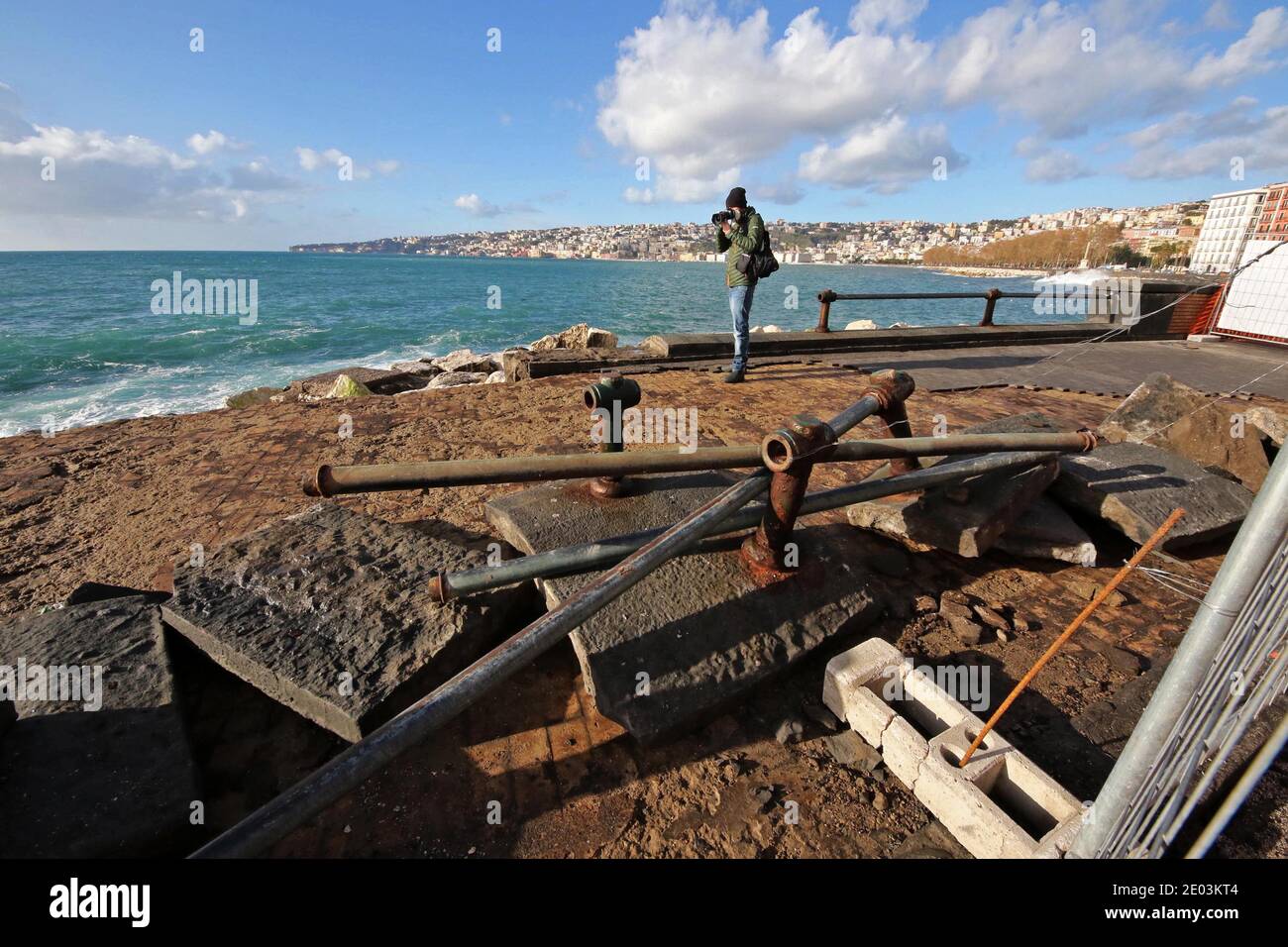 Naples bad weather storm on the seafront enormous damage especially to ...