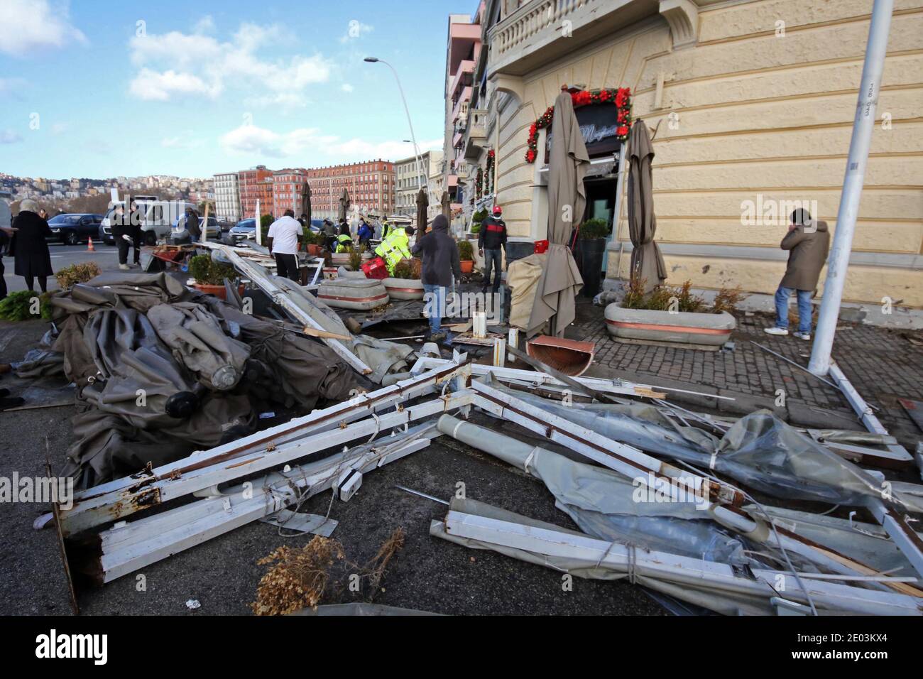 Naples, Italy. 29th Dec, 2020. Naples bad weather storm on the seafront ...