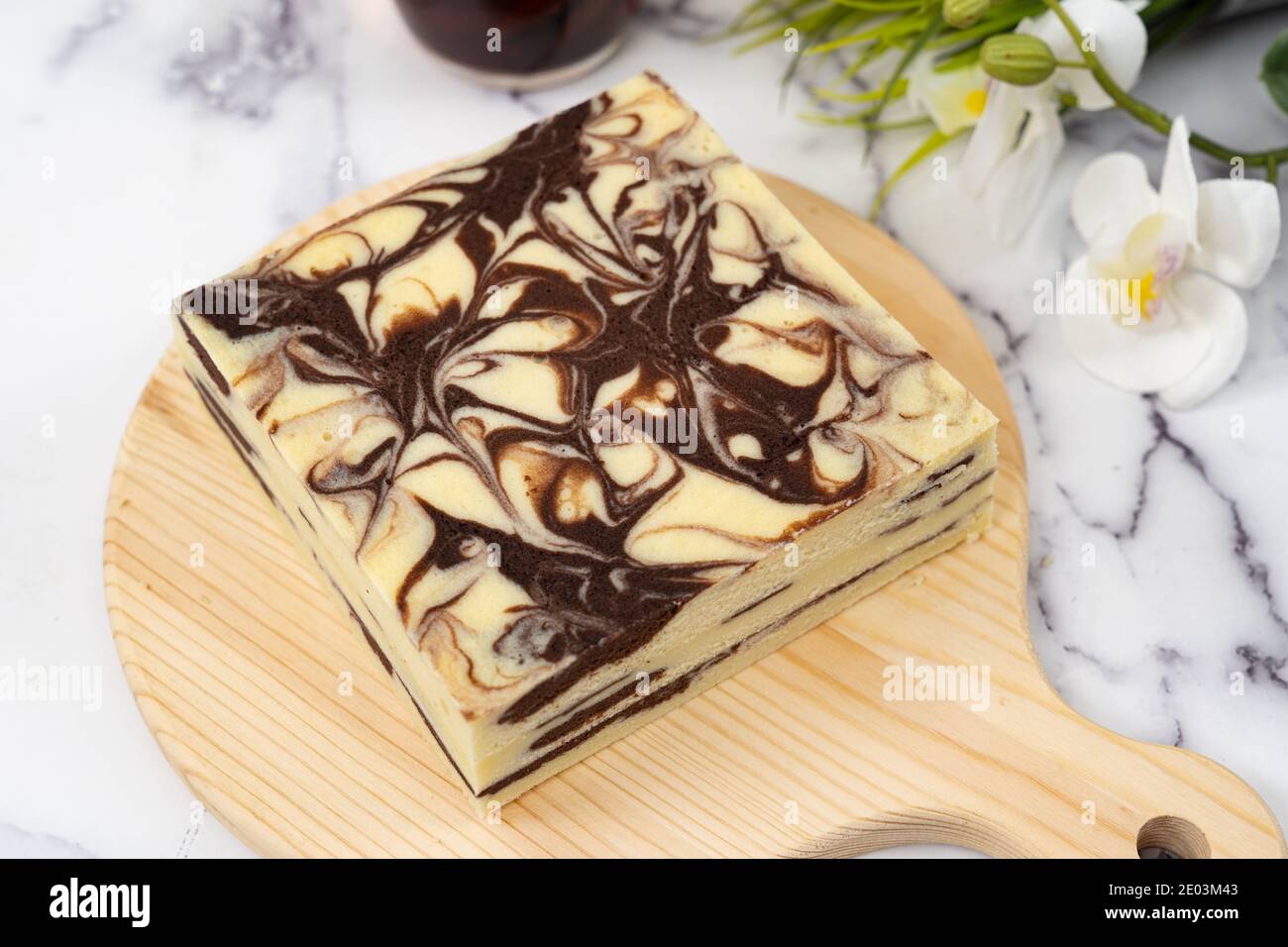 Steamed marble chocolate cheesecake Stock Photo - Alamy