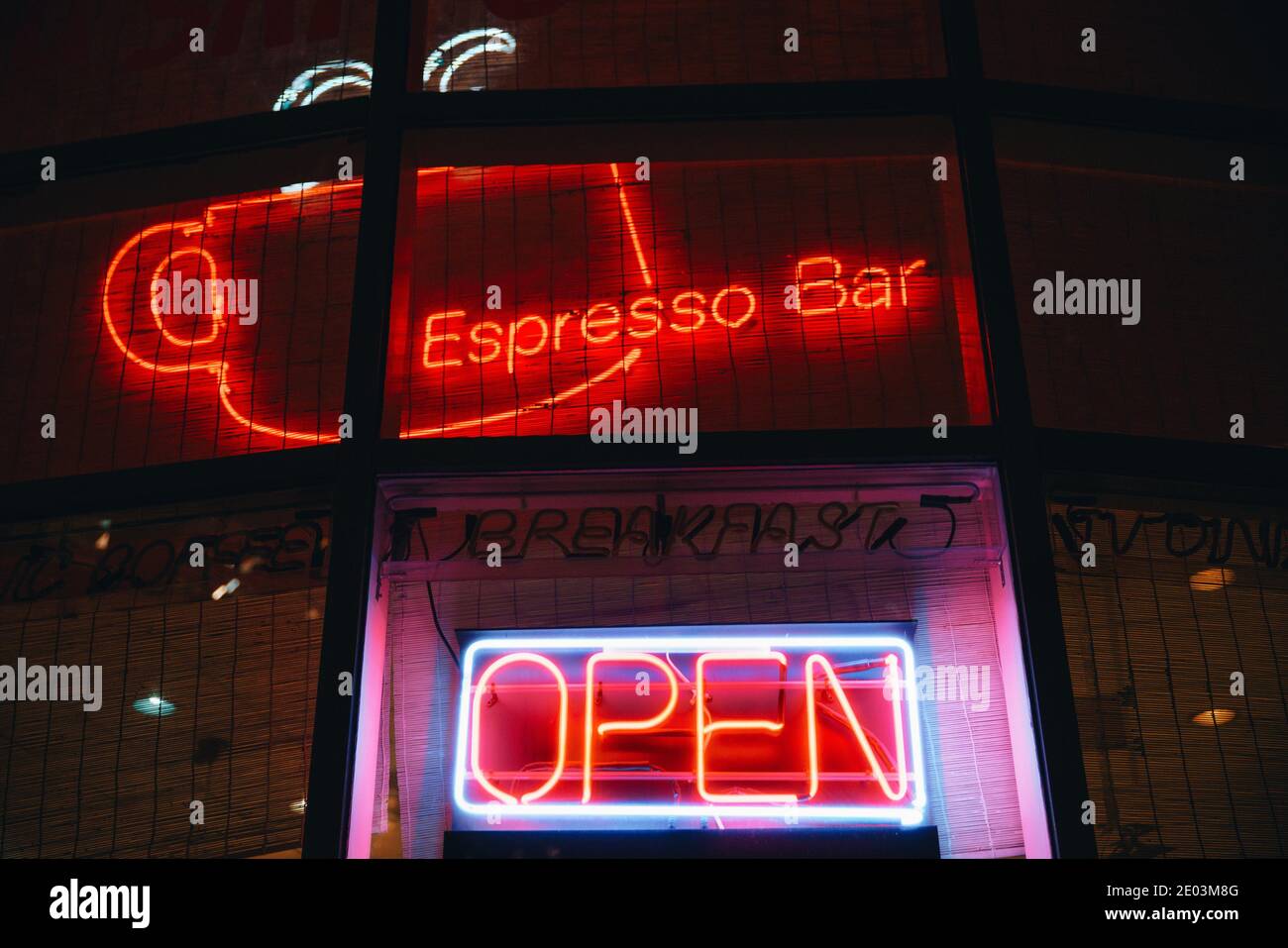 espresso bar open sign Stock Photo - Alamy