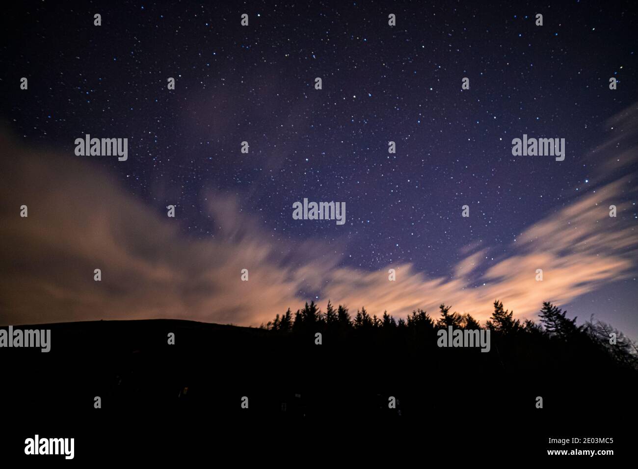 Stars over the Clwydian Range AONB, North Wales Stock Photo - Alamy