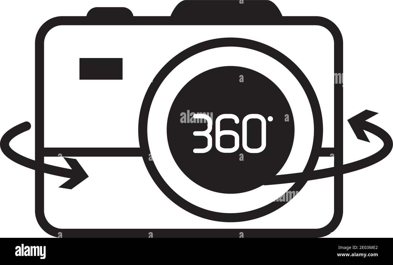 augmented reality design, 360 degree camera icon over white background ...