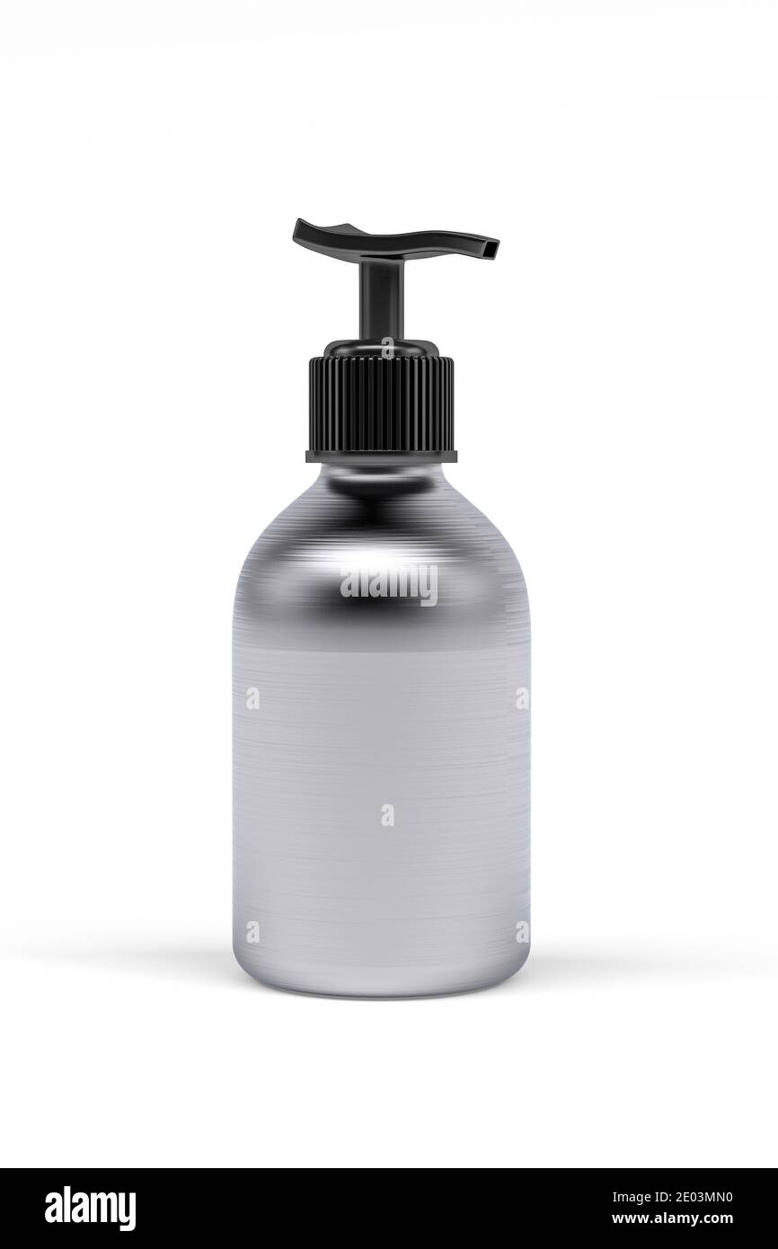 Silver lotion bottle mockup isolated on white background - 3d render ...