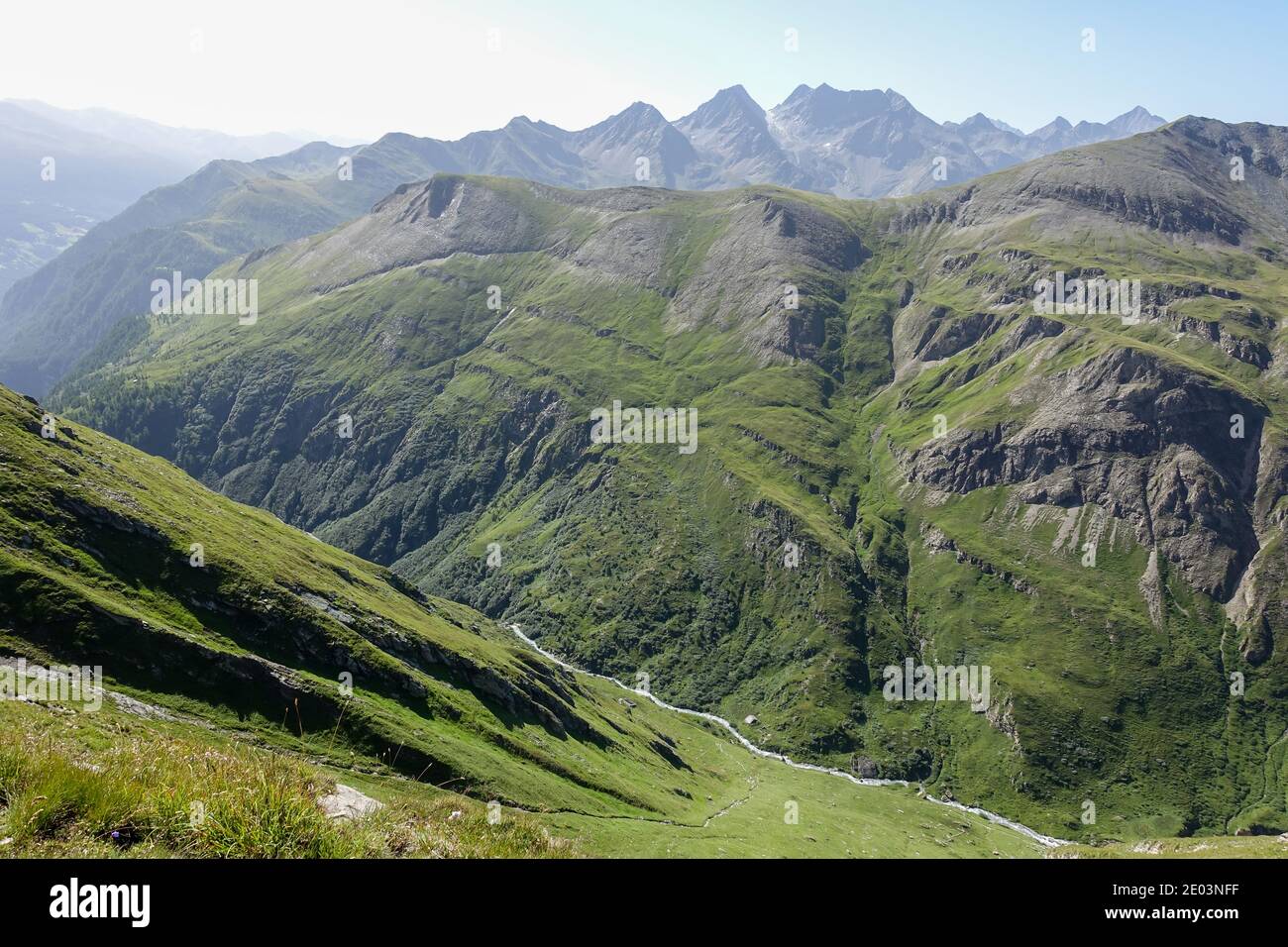 Mountain valley alps landscape summer Stock Photo - Alamy