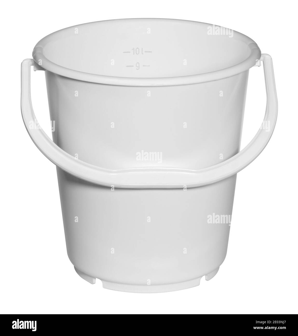 a white plastic bucket with handle in white back Stock Photo - Alamy