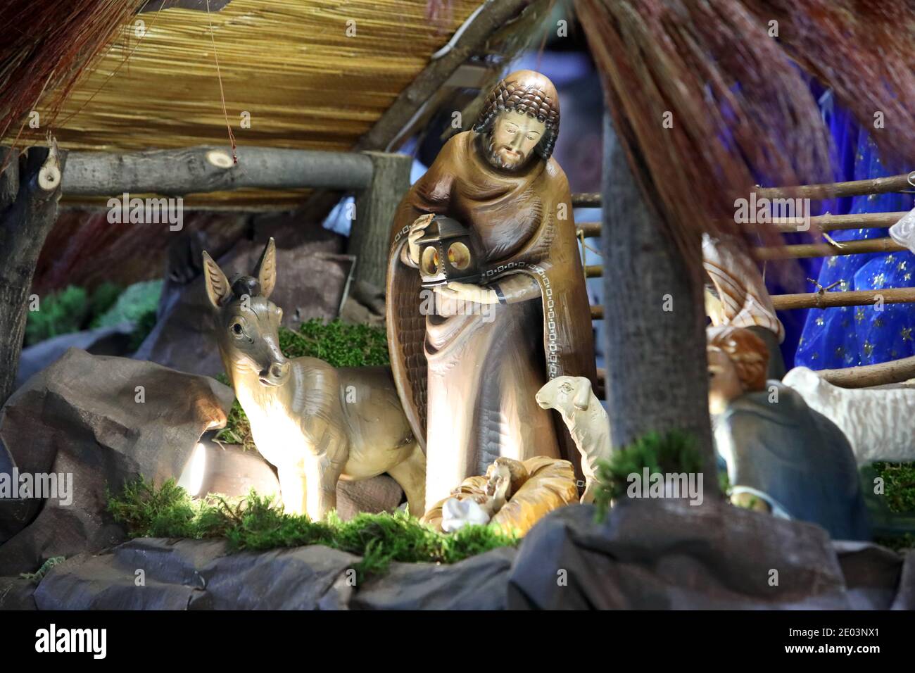 Non Exclusive: KHARKIV, UKRAINE - DECEMBER 24, 2020 - A nativity scene ...