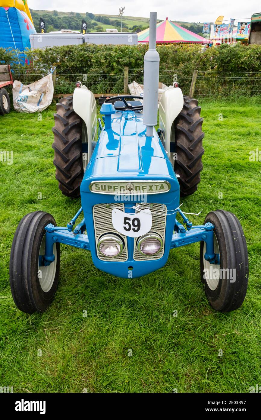 Antique blue Fordson Super Dexta tractor at a vintage tractor rally in ...