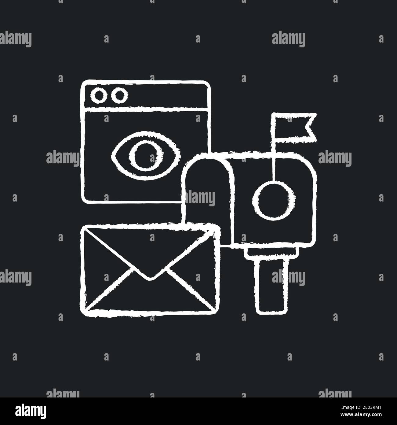 Cross media Marketing chalk white icon on black background Stock Vector ...