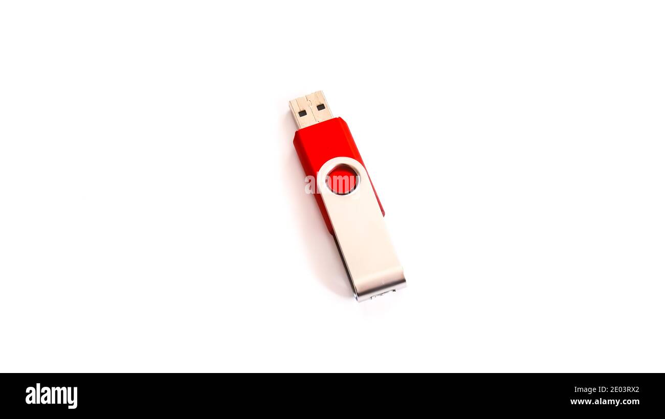 Red usb drive isolated on white background Stock Photo - Alamy