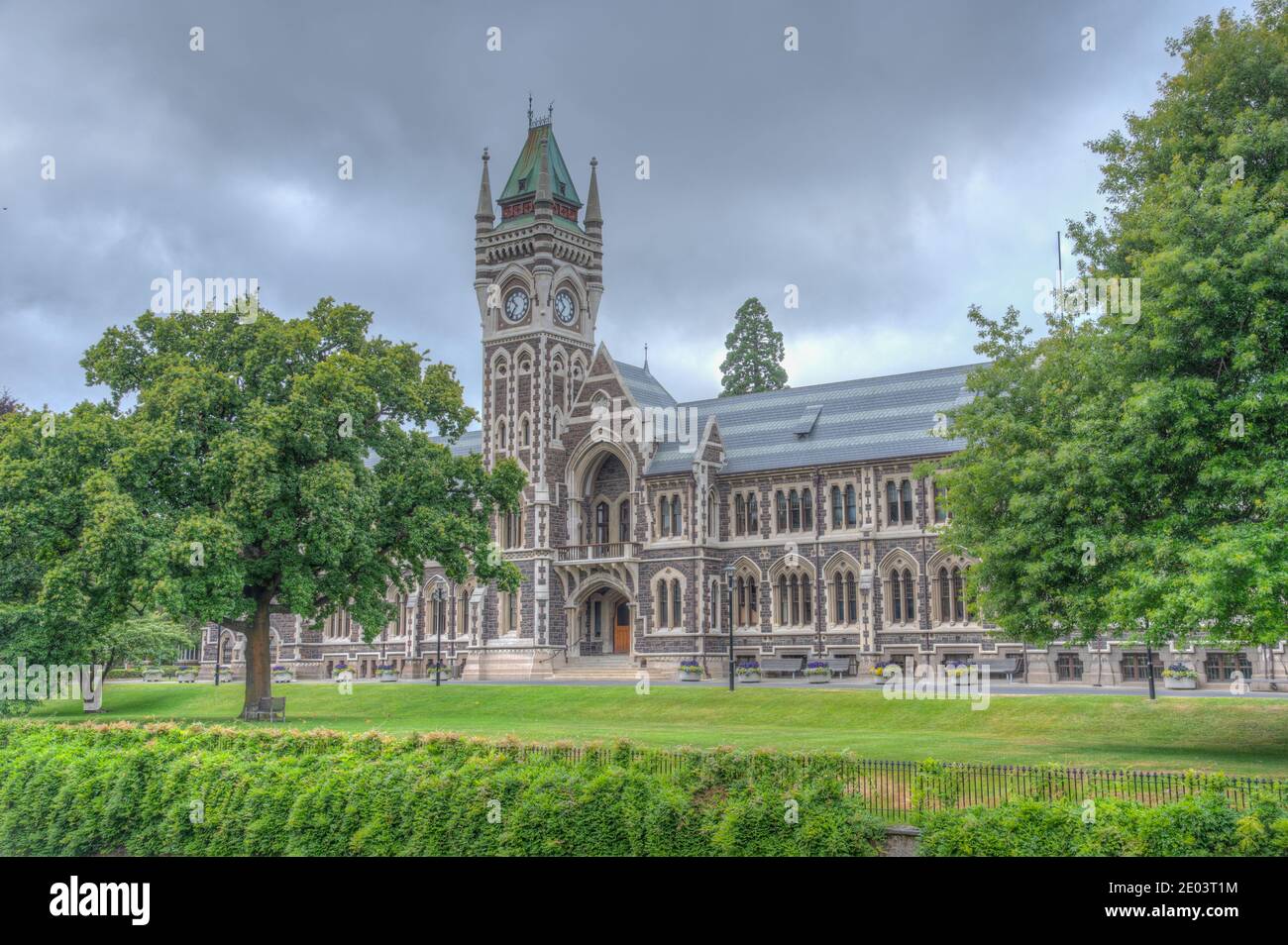 Historical building in the campus of University of Otago in Dunedin ...