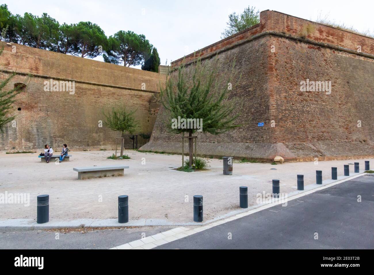 Exterior walls of the citadel of Perpignan in France Stock Photo - Alamy