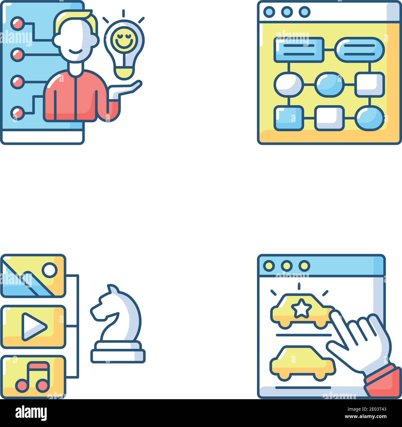 User experience improvement RGB color icons set Stock Vector Image ...