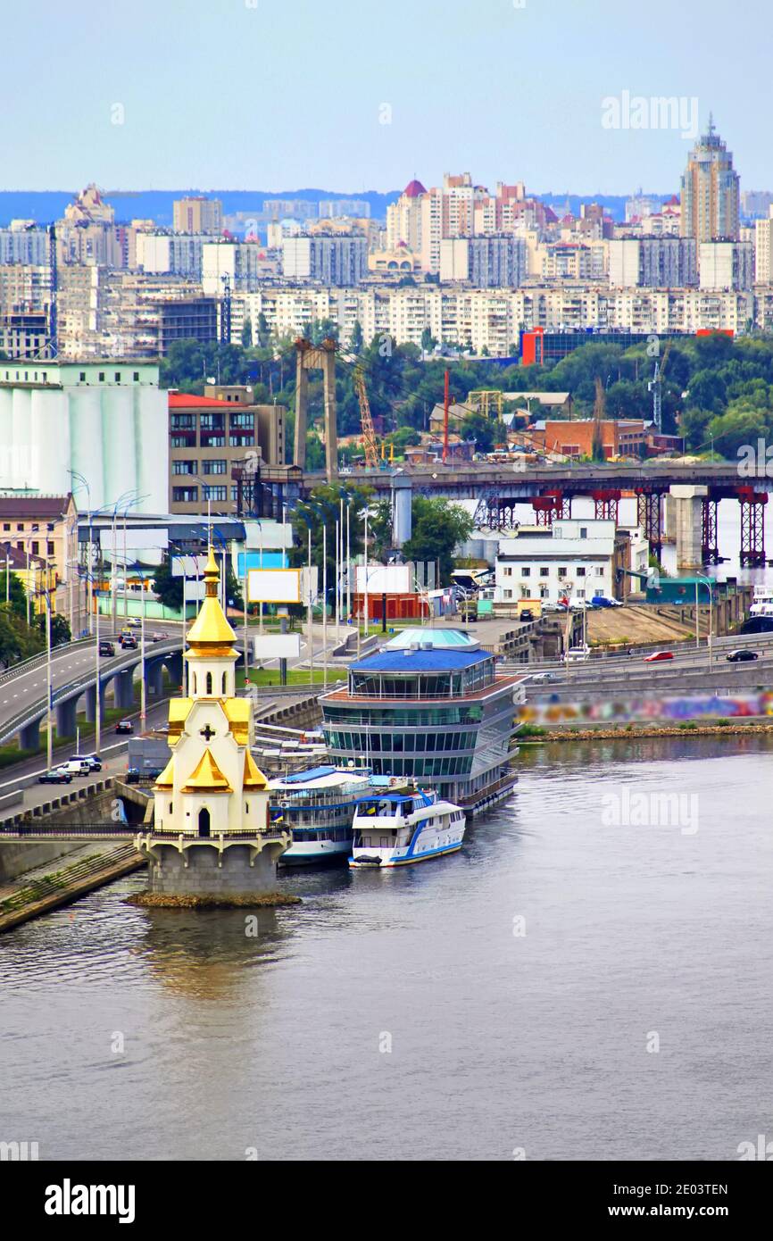 Church on the water and Podol district in Kyiv, Ukraine Stock Photo - Alamy